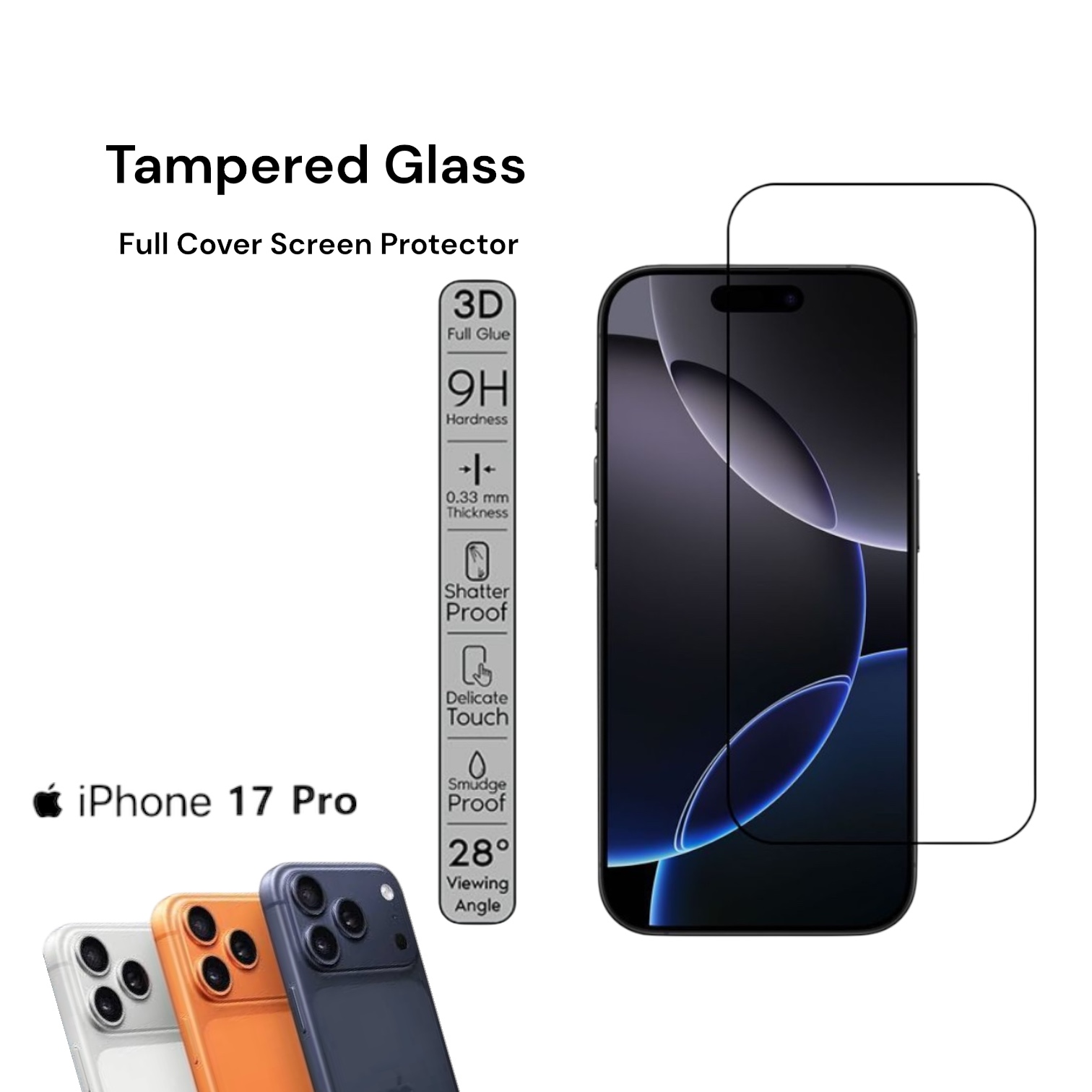 Full Face Tempered Glass (iPhone 17 Pro) - Phoneland